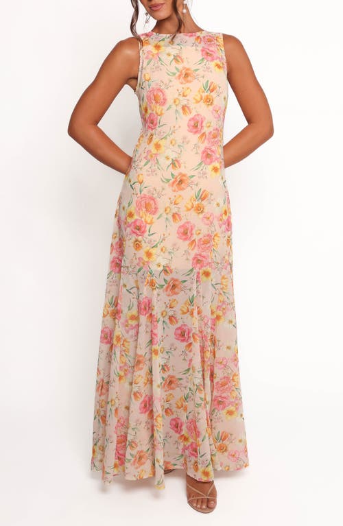 Petal & Pup Lillee Floral Print Tiered Maxi Dress - Pink Floral |  Editorialist
