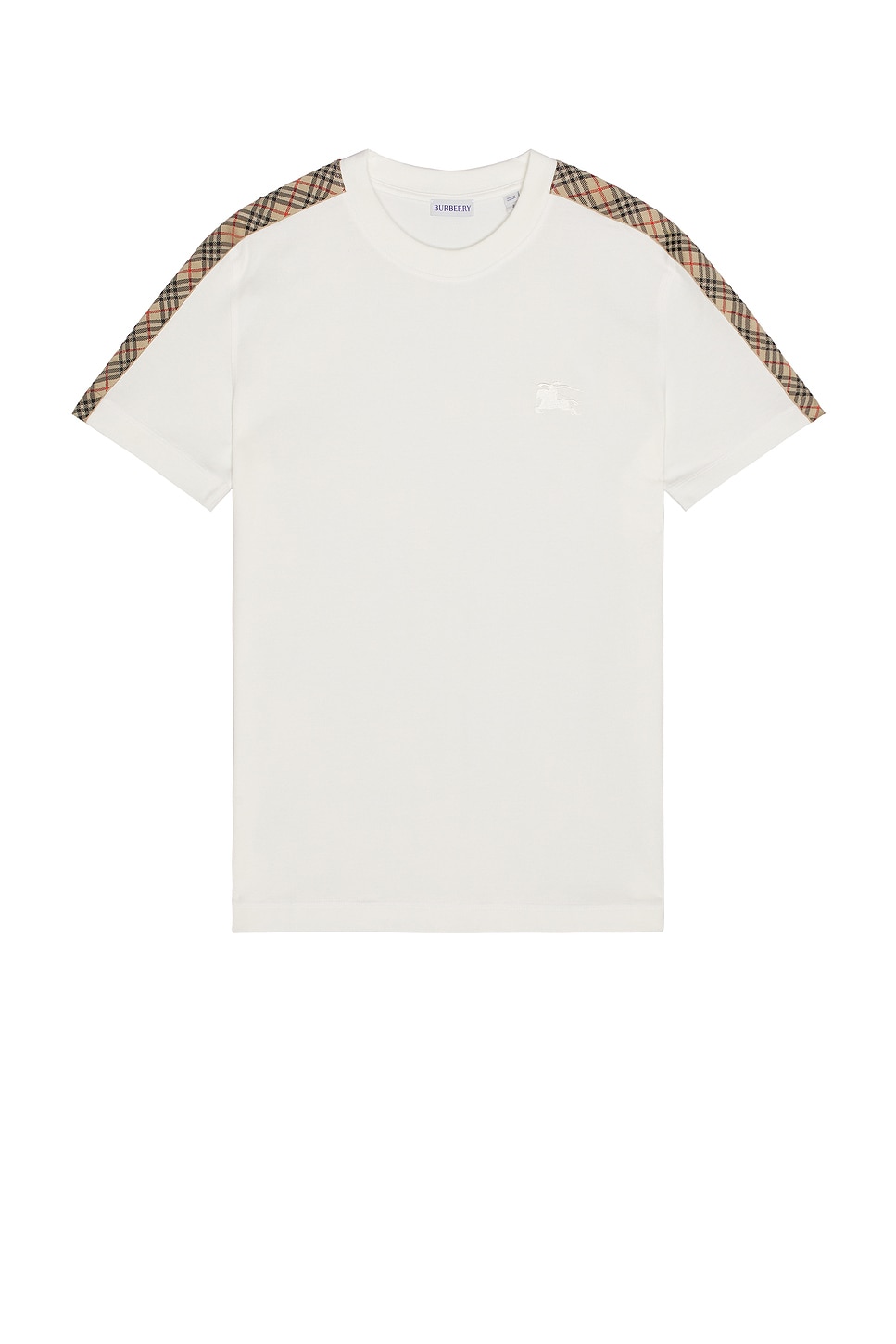 BURBERRY burberry check tape t-shirt in white