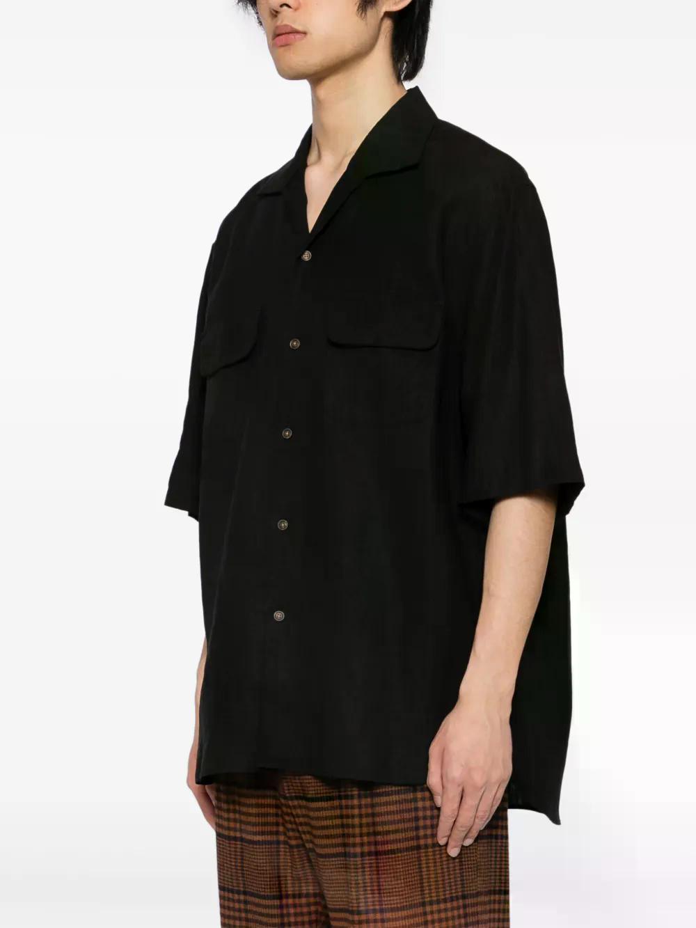 Calmlence Classic Open-Collar Shirt In Black - 30% Off | Editorialist