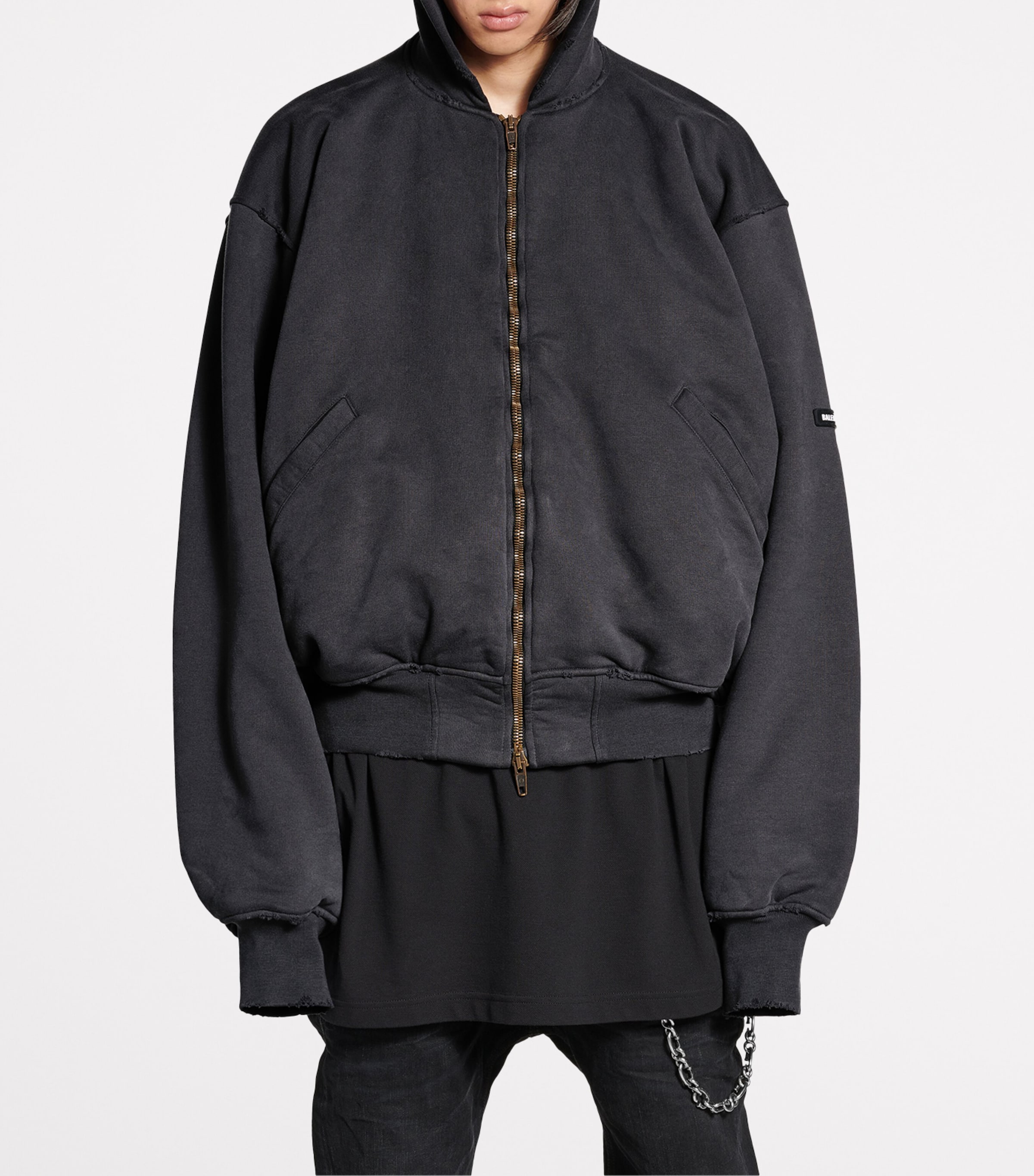 Balenciaga Incognito Hooded Bomber Jacket - Black | Editorialist