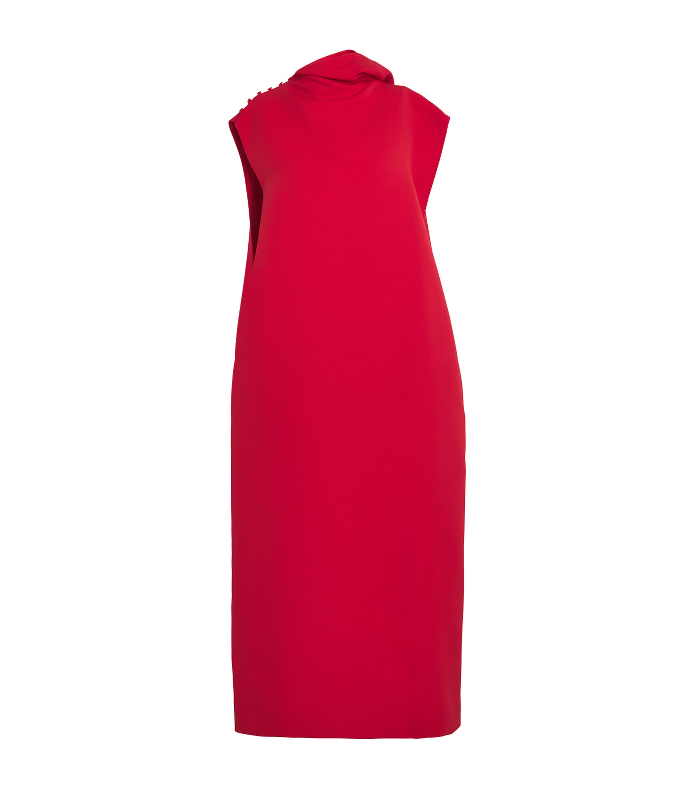 Carven Crepe Scarf-Detail Midi Dress In Red 50% Off Editorialist