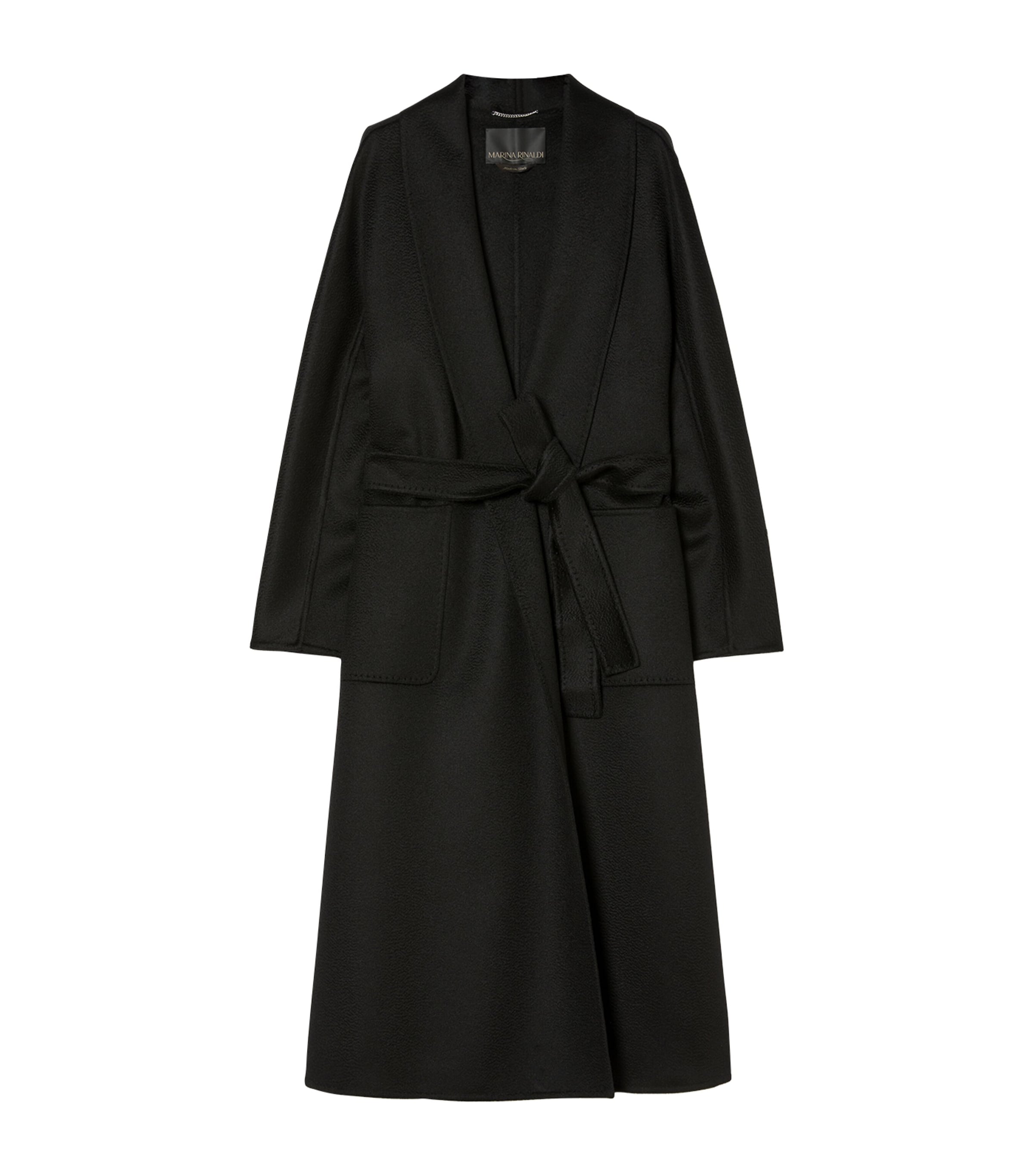 Marina Rinaldi Cashmere Longline Wrap Coat In Black - 32% Off