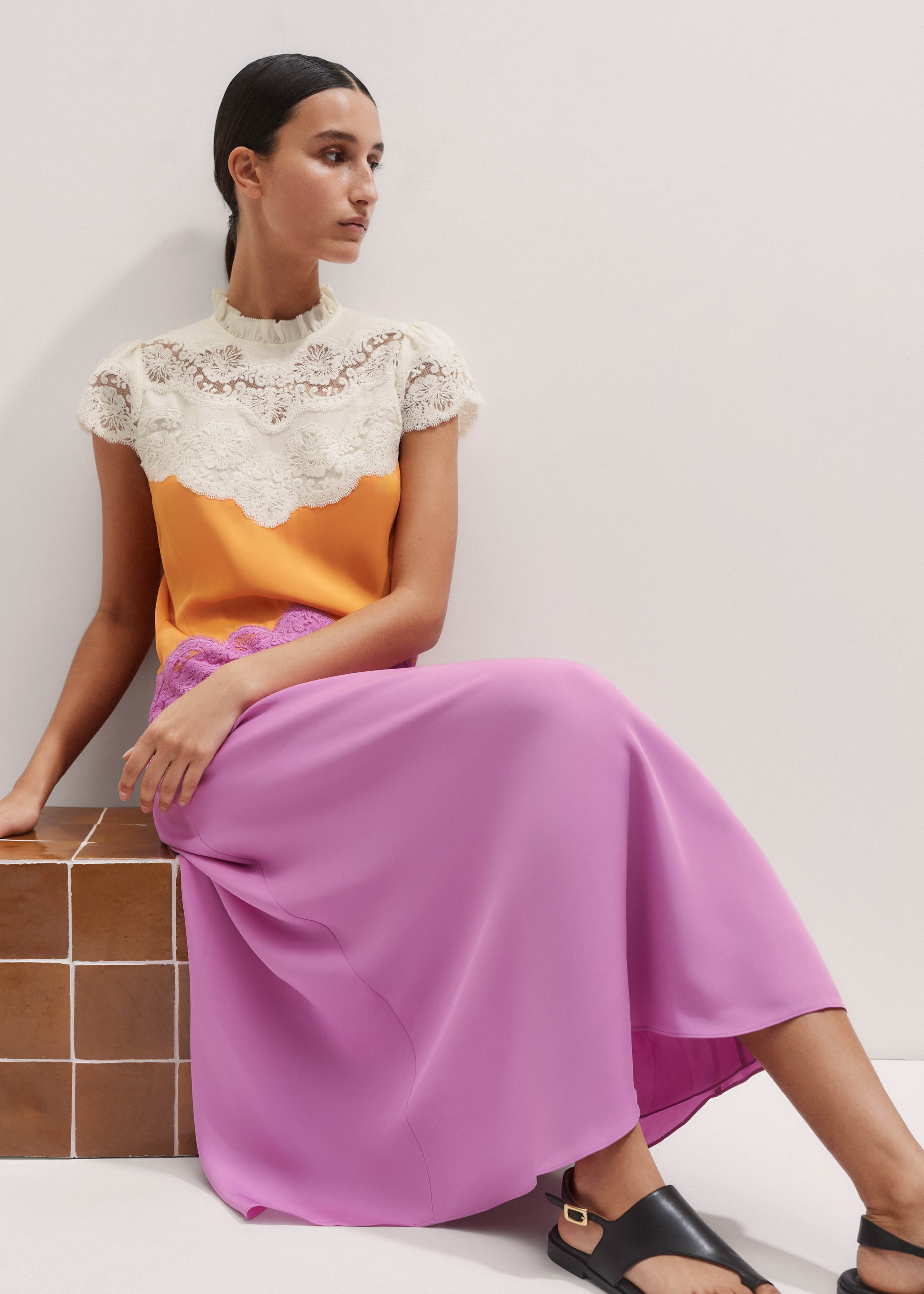 strapless open back dress Satin Lace Straight V-Neck Open Back Mini Dress (SP) F / Vanilla / L main image 1