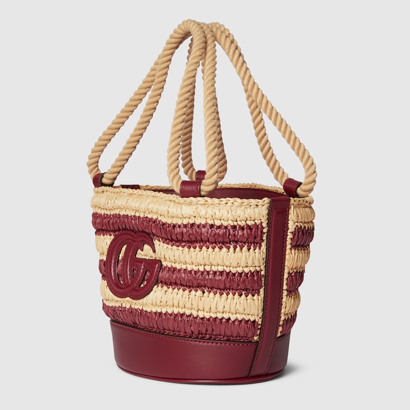 Gucci Woven Mini Bucket Bag - Bordeaux | Editorialist