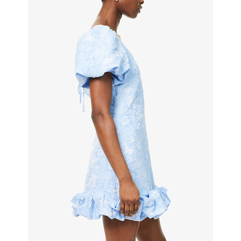 Sister Jane Floral-Jacquard Woven Mini Dress - Blue | Editorialist
