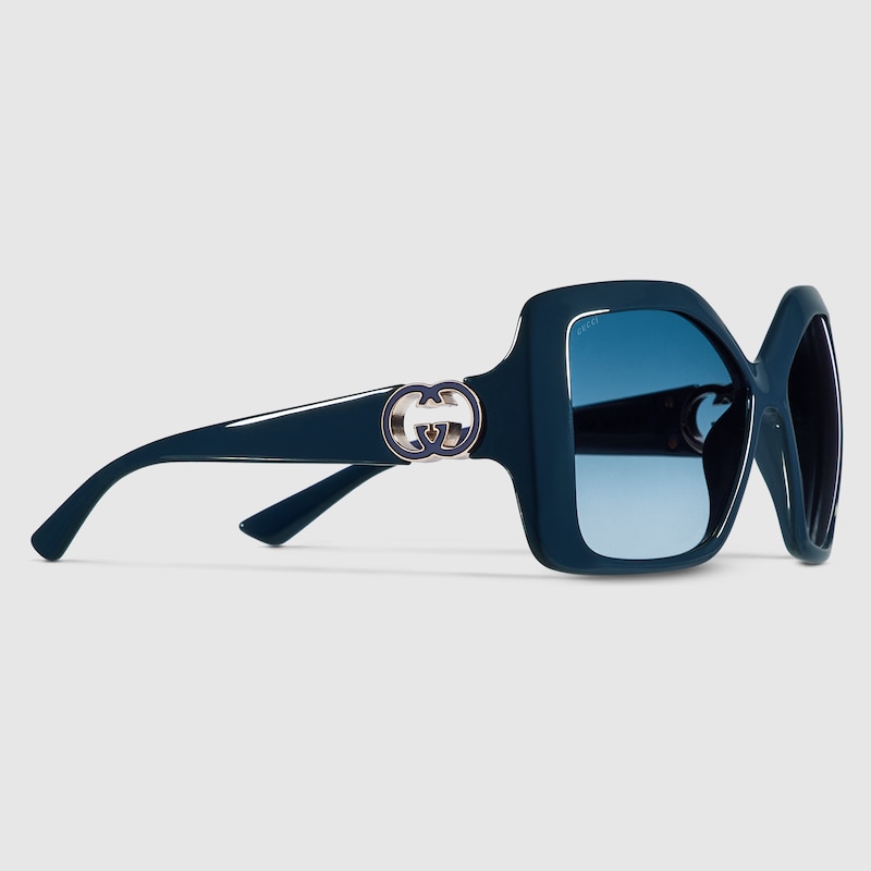Gucci Square Frame Sunglasses - Blue | Editorialist