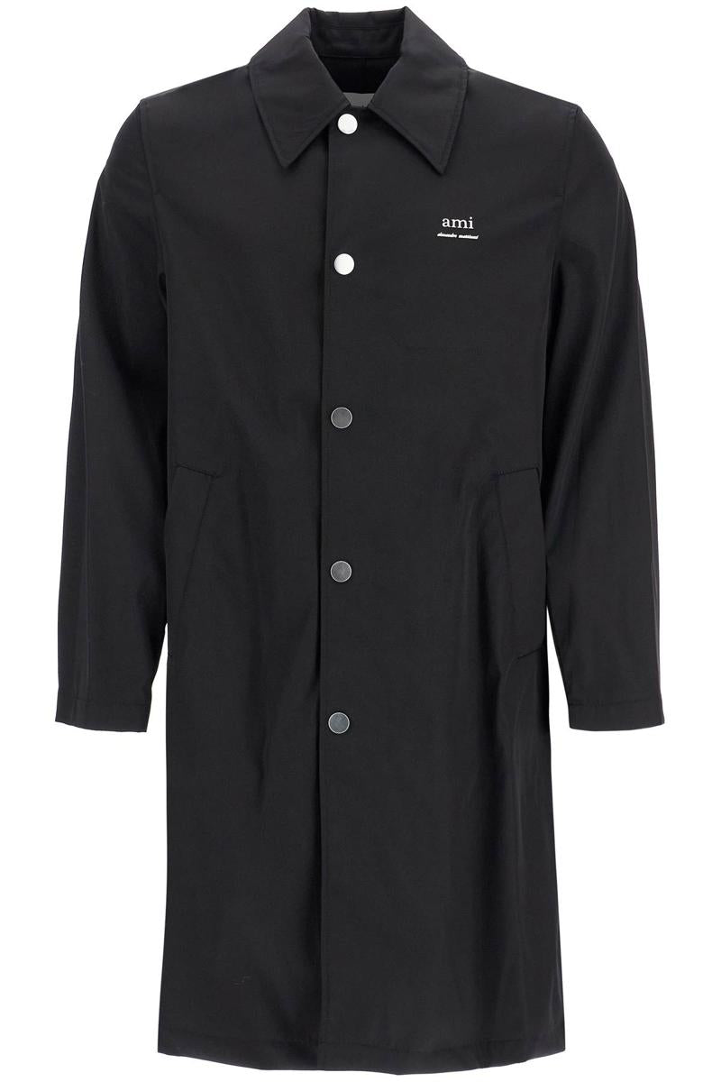 Ami Car Coat Made Of Nylon And Cotton In Black 33% Off