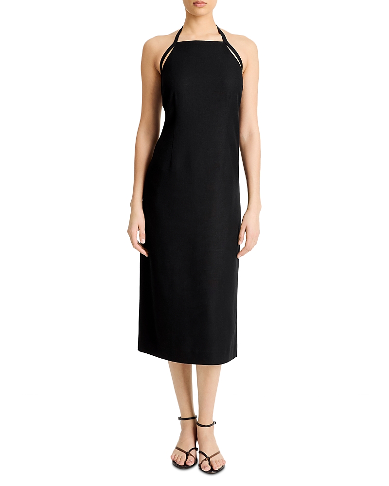 Vince Women's Apron Halter Midi Dress - Black - Size 0 Vince Women's Apron Halter Midi Dress - Black - Size 0