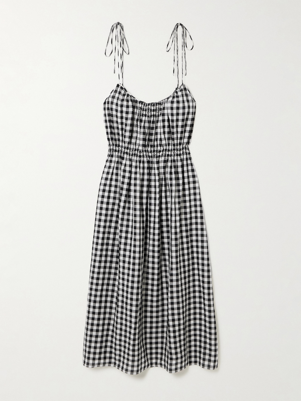 J.Marie Rayna Ruffle Strap Midi Dress In Mini Gingham In Red - 39% Off