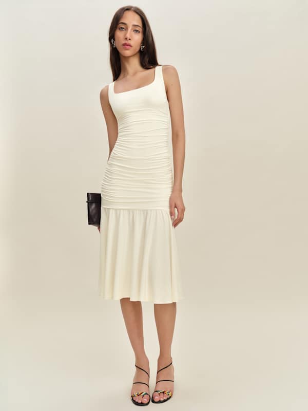 Reformation Kayla Knit Dress - Ivory | Editorialist