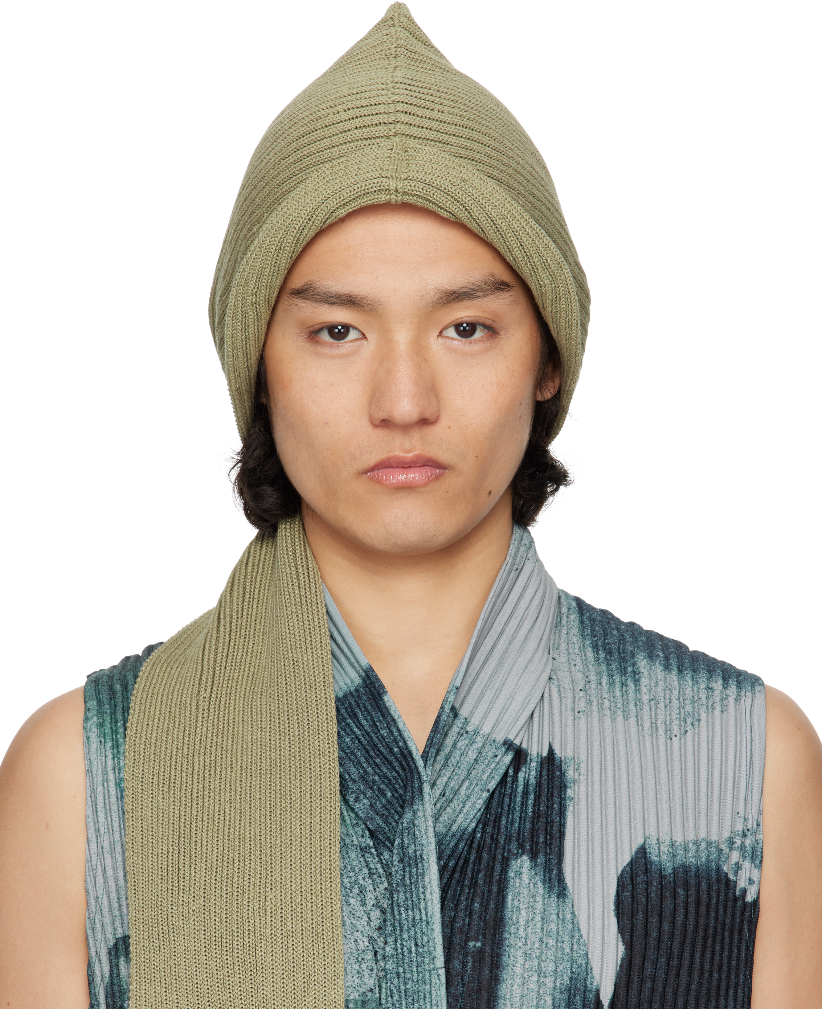 Issey Miyake Beanie Scarf - 65-Khaki | Editorialist