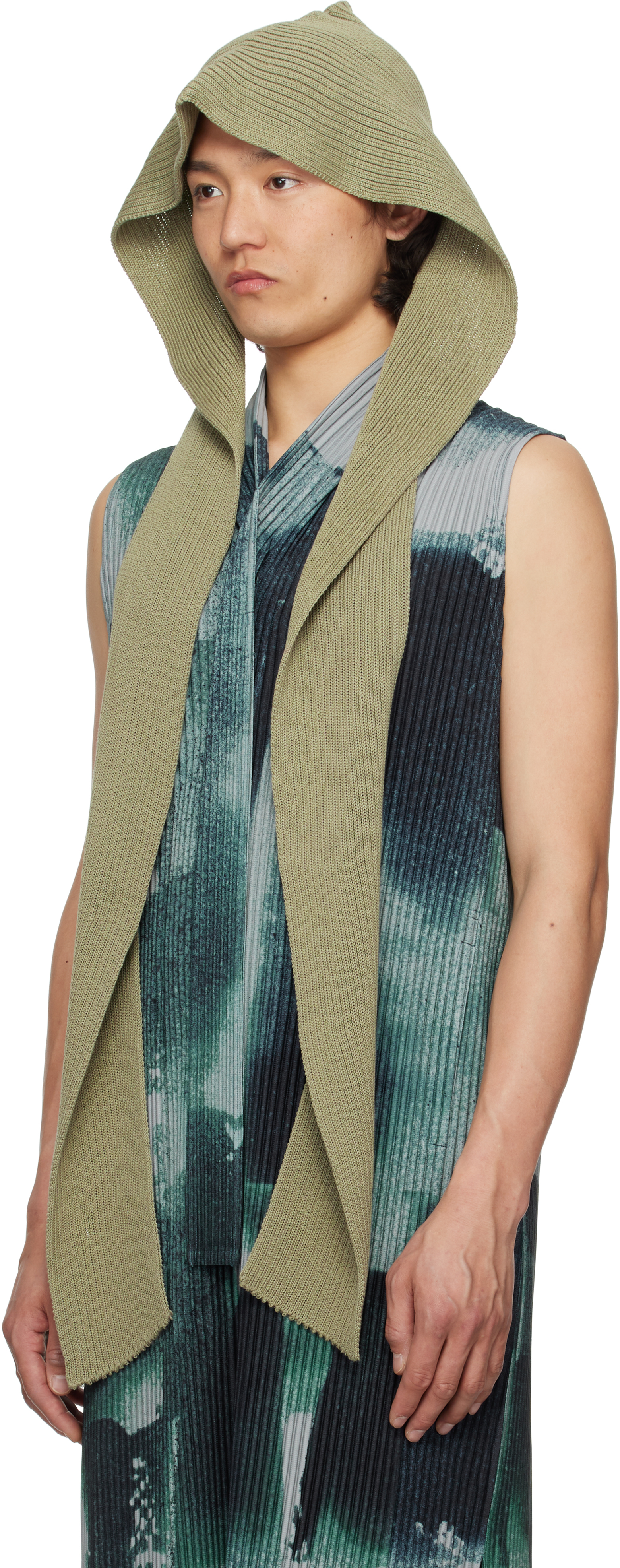 Issey Miyake Beanie Scarf - 65-Khaki | Editorialist