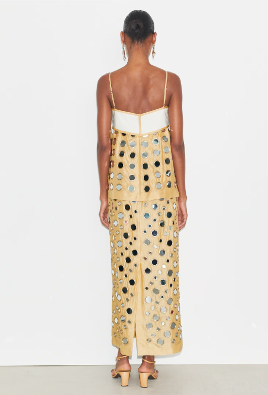 tory burch pink mirror dress Turned an old top + linen skirt into a mirrored set inspired by the $1,000 Tory Burch dress DIY fashion + South Asian shisha embroidery = #diyfashion #upcyclingfashion #sewingtiktok #toryburch