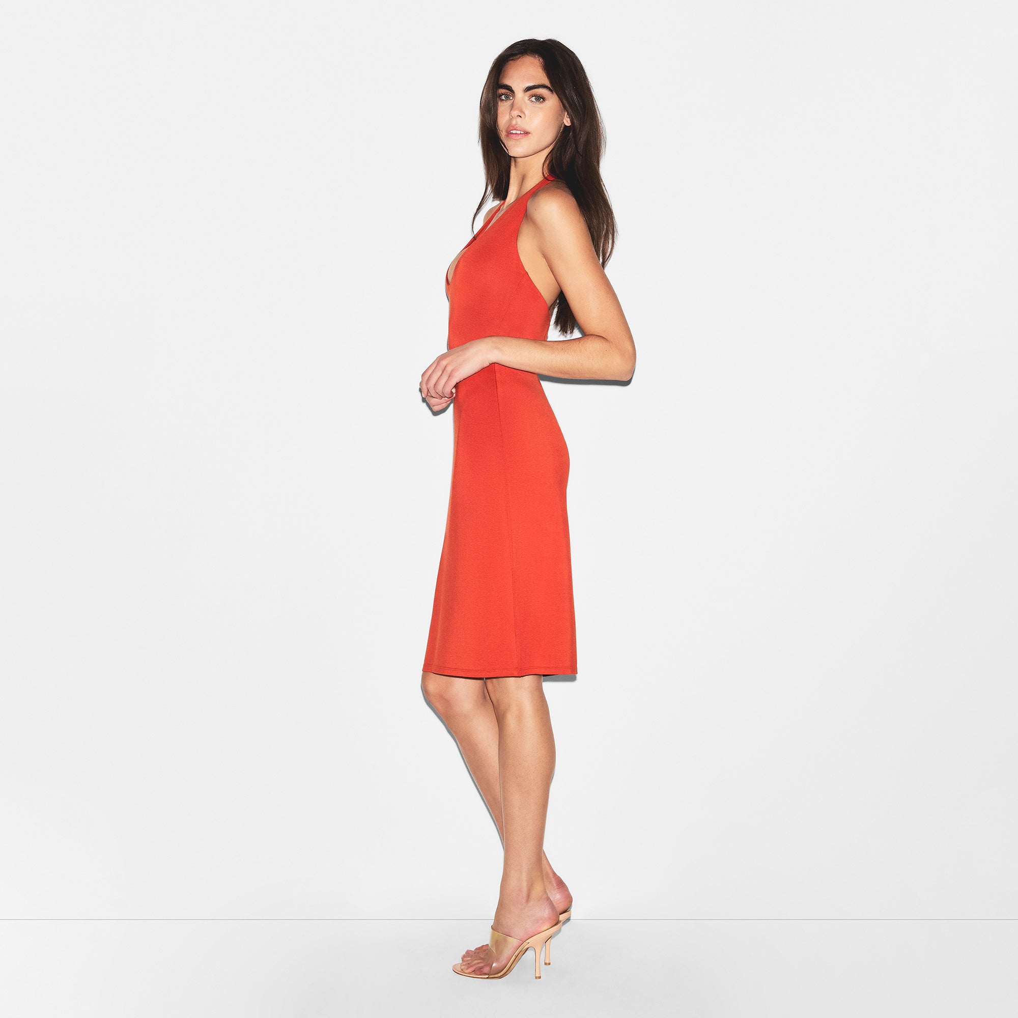 Skims Plunge Halter Midi Dress - Obsidian | Editorialist