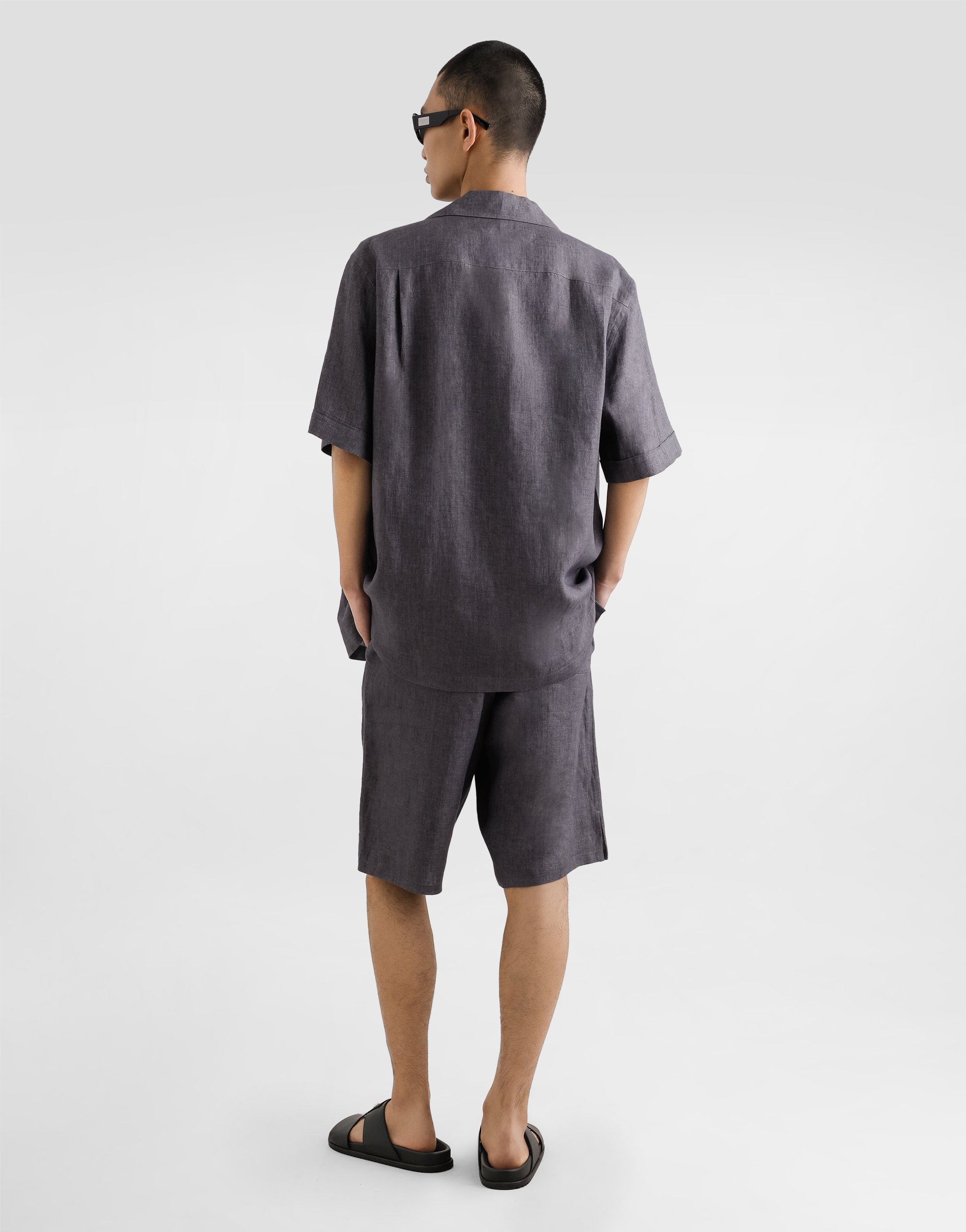 Dolce & Gabbana Hawaii Linen Canvas Shirt - Grey | Editorialist