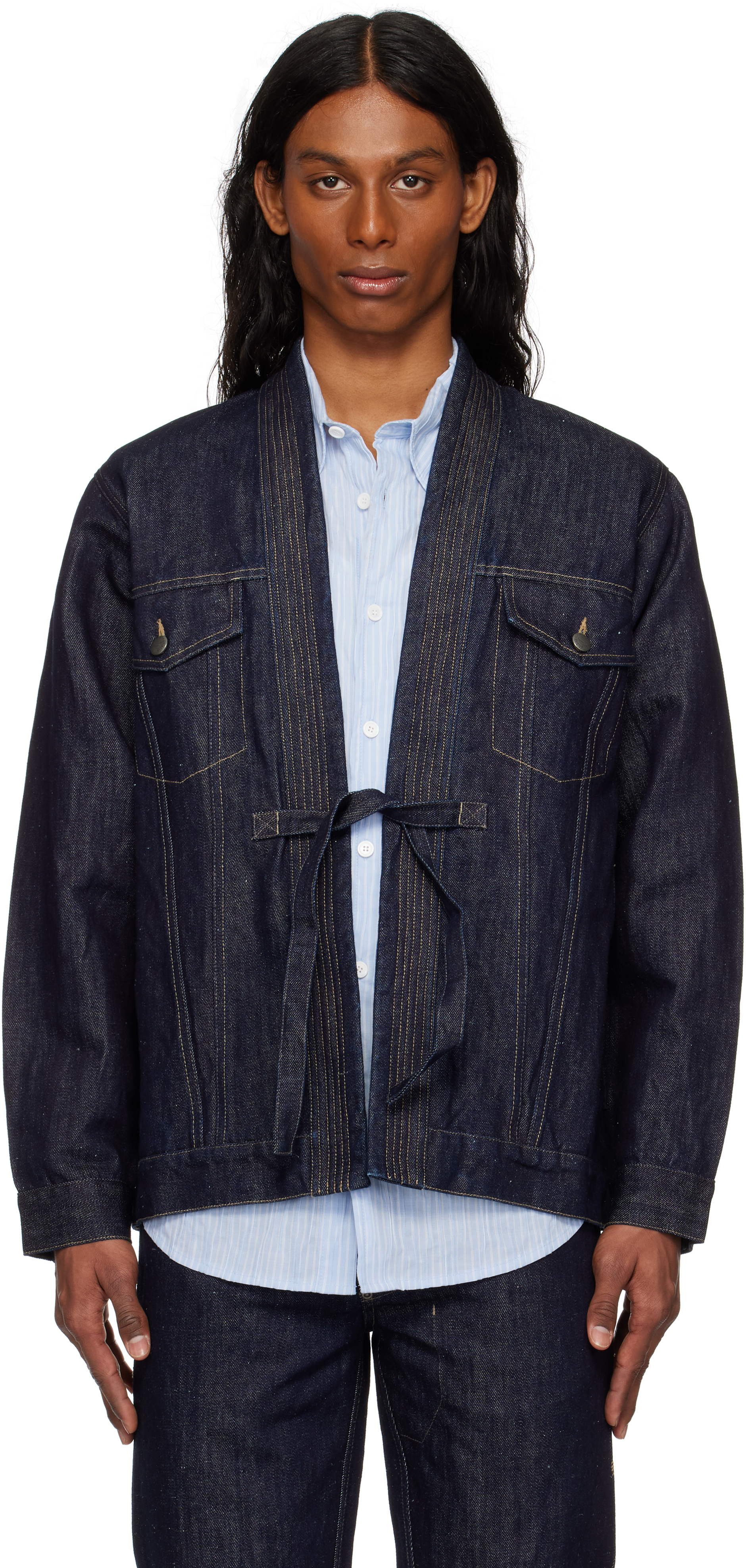 Buy MAHARISHI Maha Hemp Denim Kimono Jacket - Indigo At 40% Off