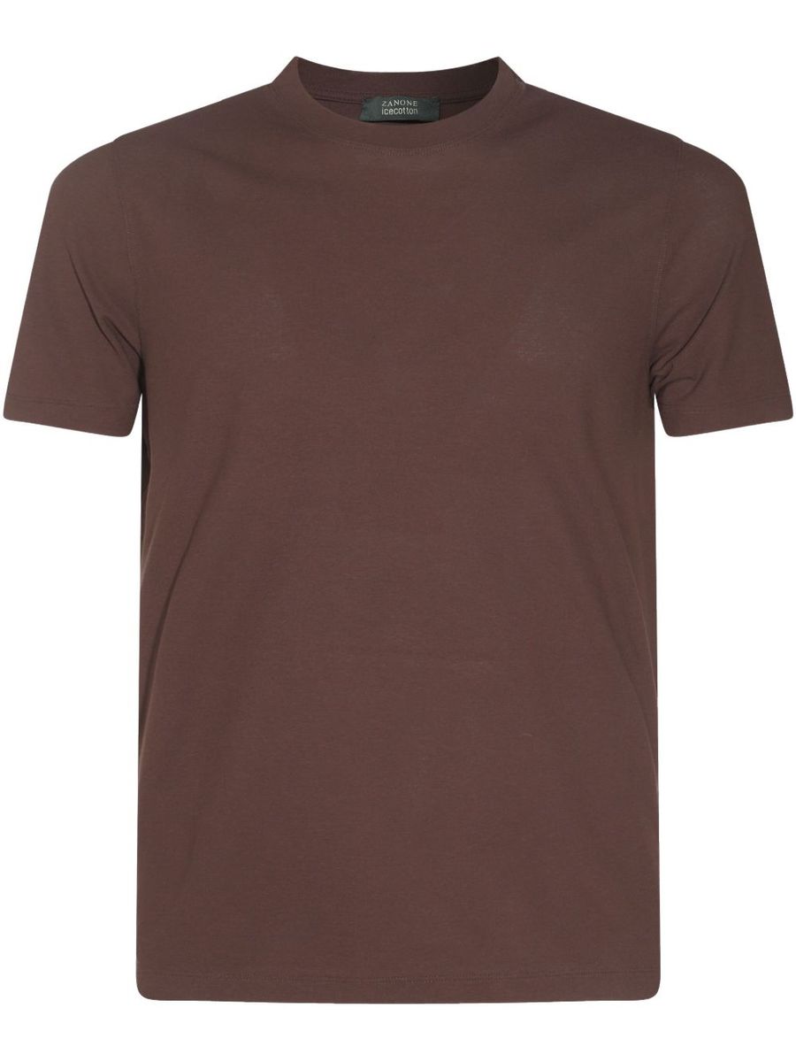Tシャツ・カットソー ZANONE Men T-shirt Coffee 810144ZY318 Z1094 Zanone Cotton T-Shirt In Caffe - 38% Off | Editorialist