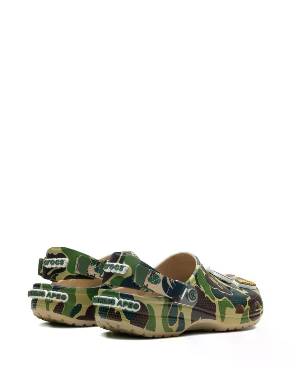 A Bathing Ape Black X Crocs Classic Clogs - Green | Editorialist A Bathing Ape Black X Crocs Classic Clogs - Green | Editorialist