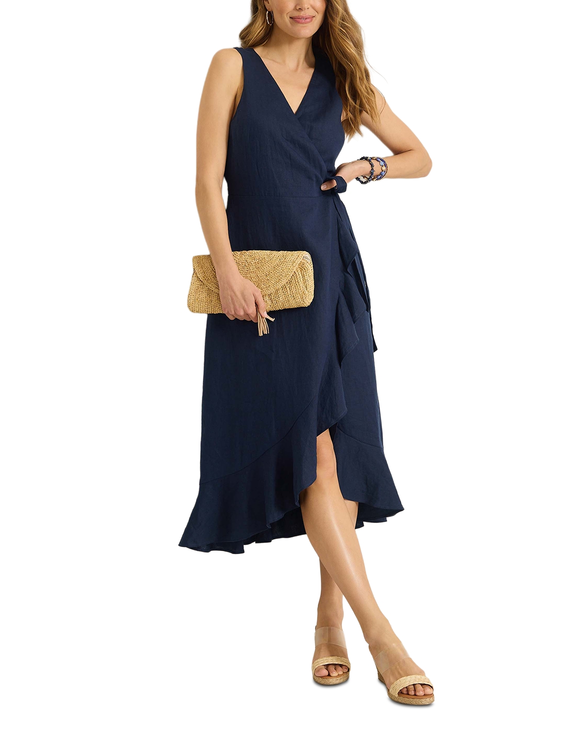 coastalina linen midi wrap dress Tommy Bahama Women's Coastalina Linen Coastal Shores Midi Wrap Dress - Coastline
