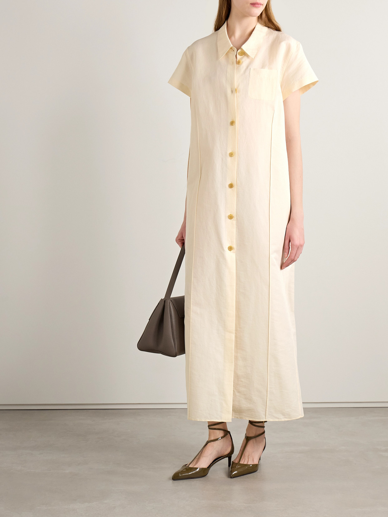 KHAITE Effy Silk and Cotton-Blend Organza Midi Shirt Dress