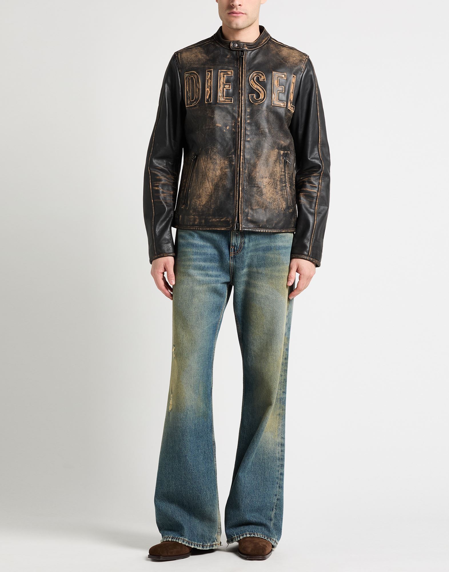 Diesel Dark Cow Leather Biker Jacket In Brown - 50% Off | Editorialist Diesel Dark Cow Leather Biker Jacket In Brown - 50% Off | Editorialist
