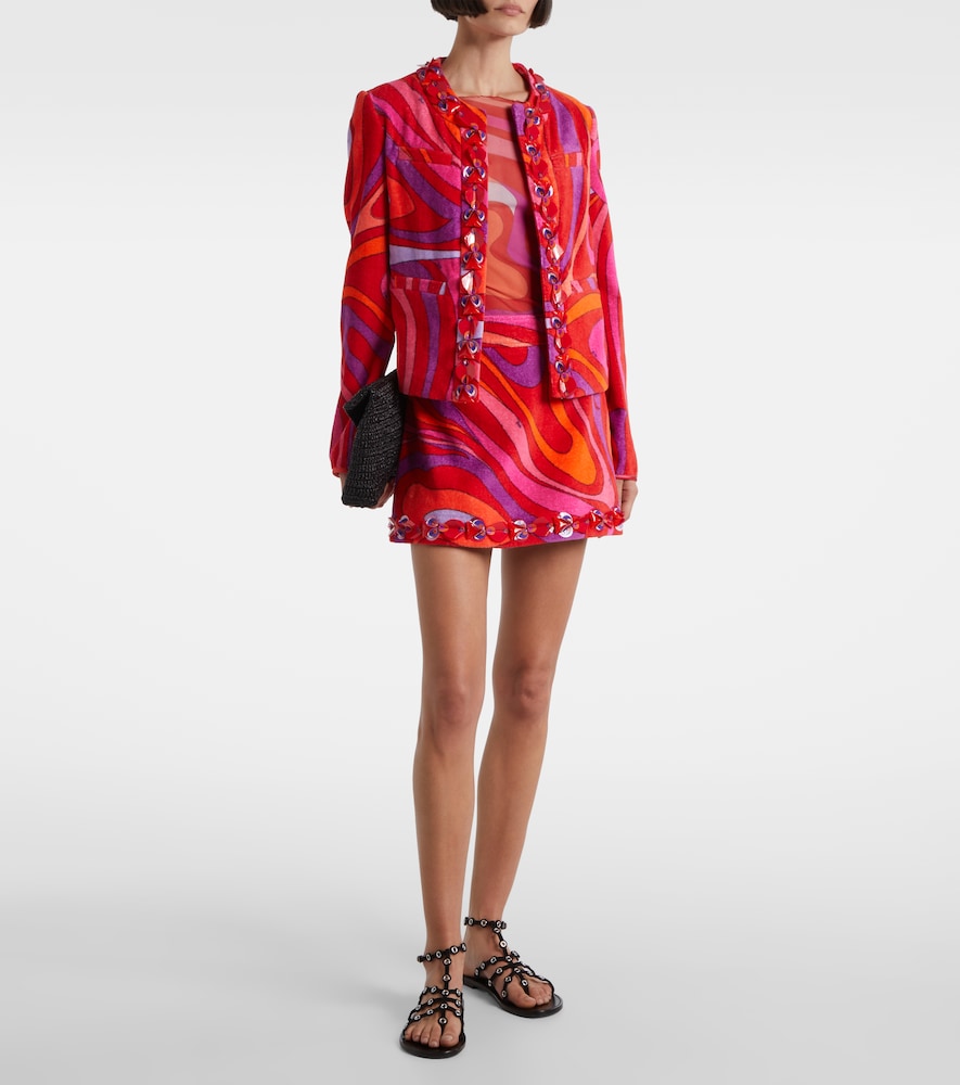 EMILIO PUCCI Marmo Embellished Cotton Terry Miniskirt