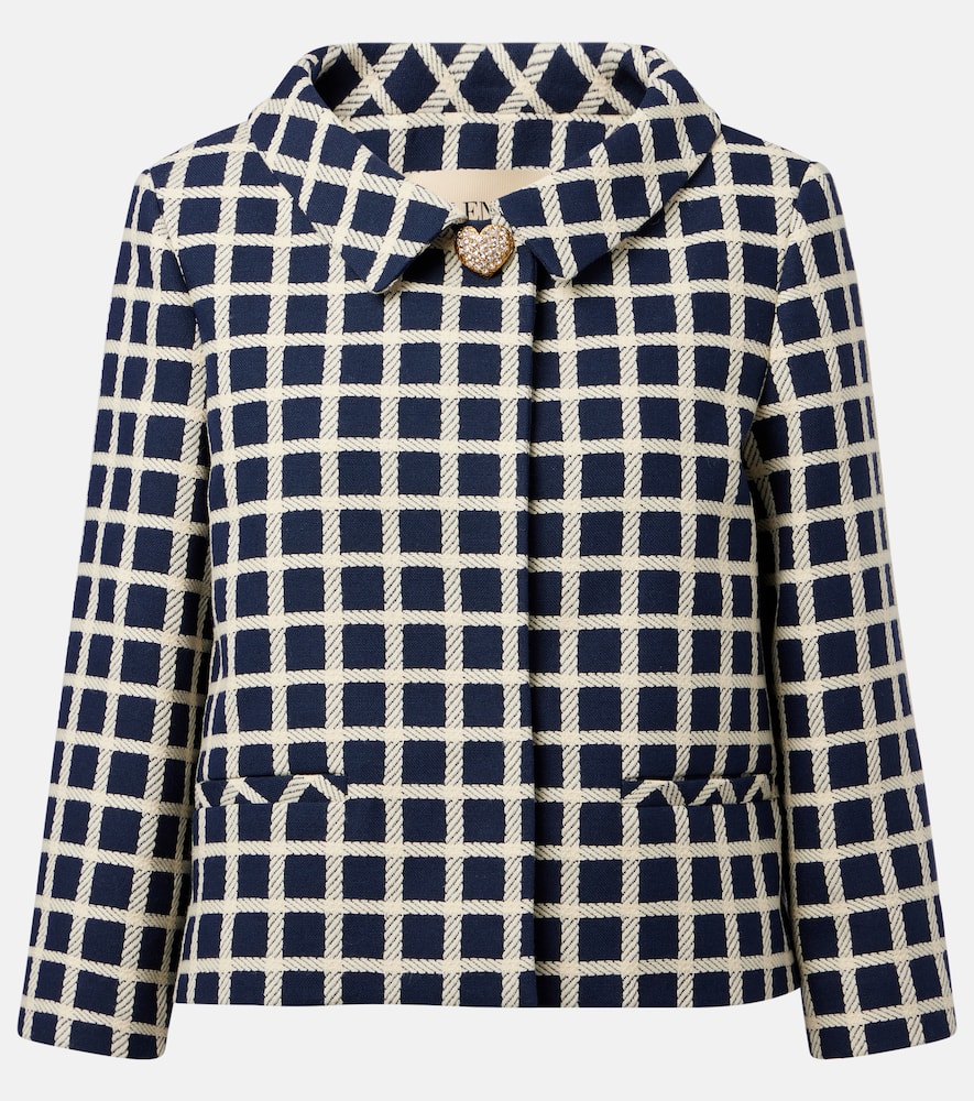 VALENTINO Checked Wool and Cotton-Blend Jacket