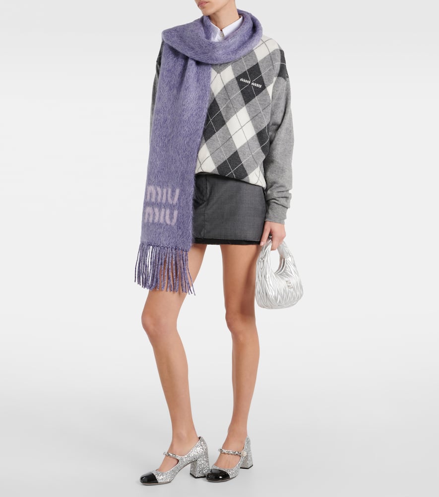 Miu Miu Logo Mohair And Wool-Blend Scarf - Purple | Editorialist
