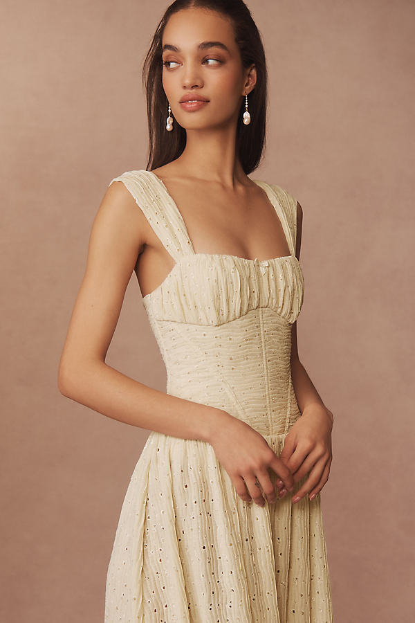 knee length dresses for ladies Rosalyn Maxi Dress by for Love & Lemons M / White by 75 Degrees and Fuzzy