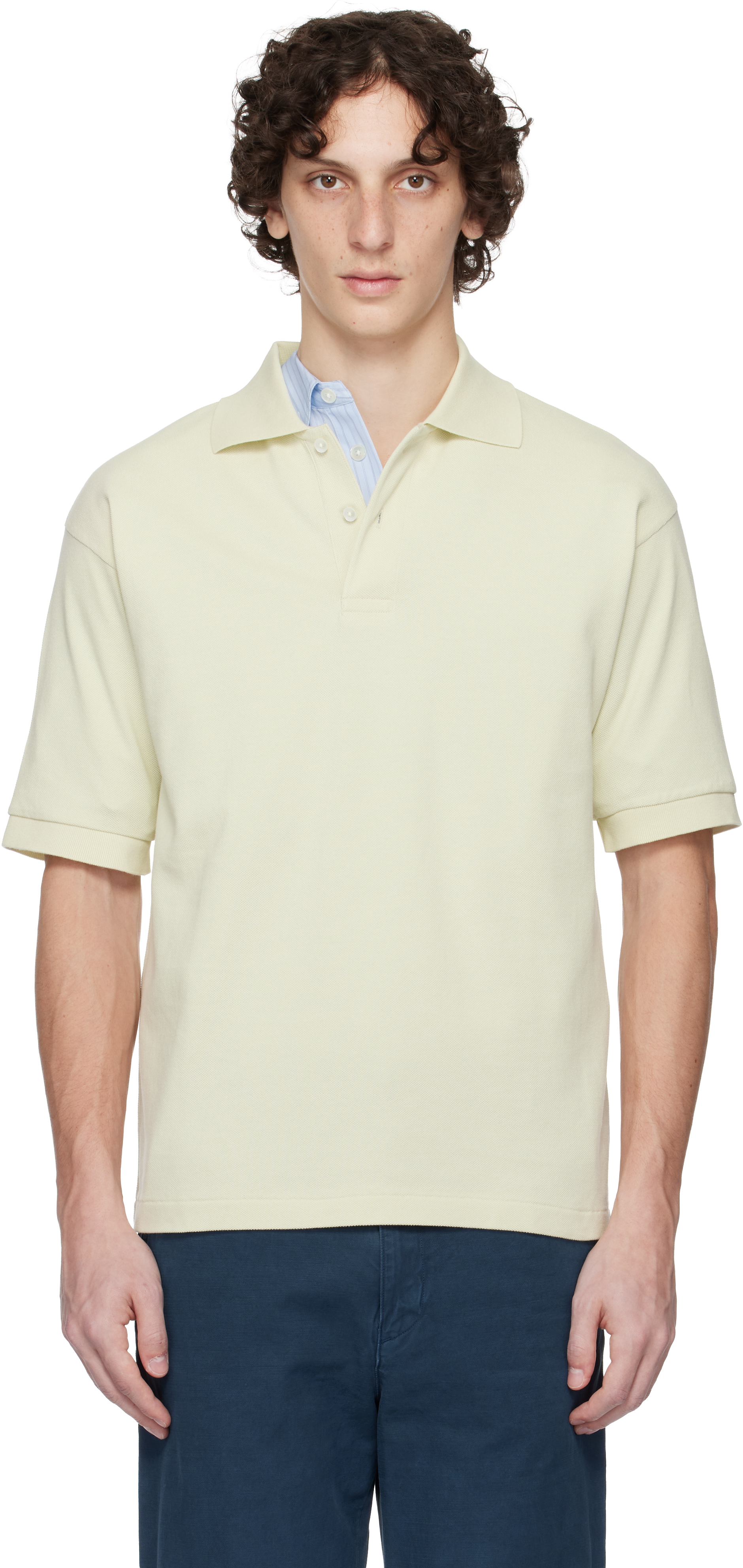 Auralee Green Pima Cotton Heavy Pique Polo - Pistachio | Editorialist