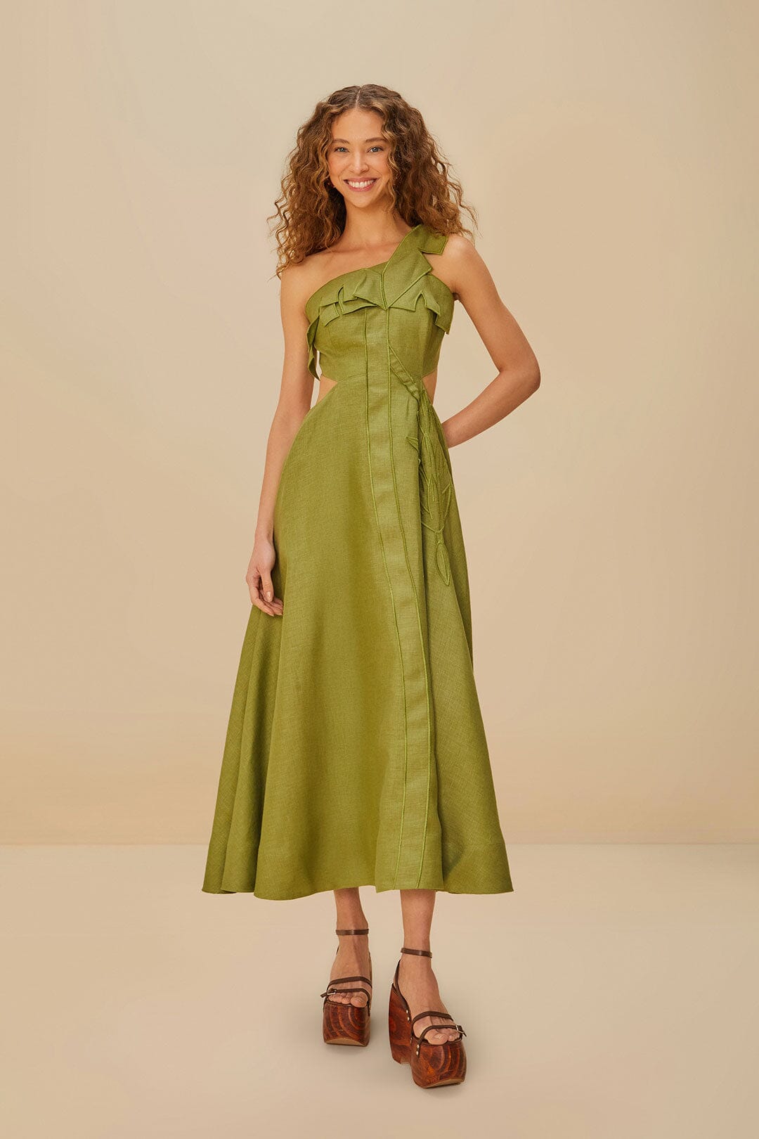 linen smocked dress Kerra Smocked Linen Maxi Dress