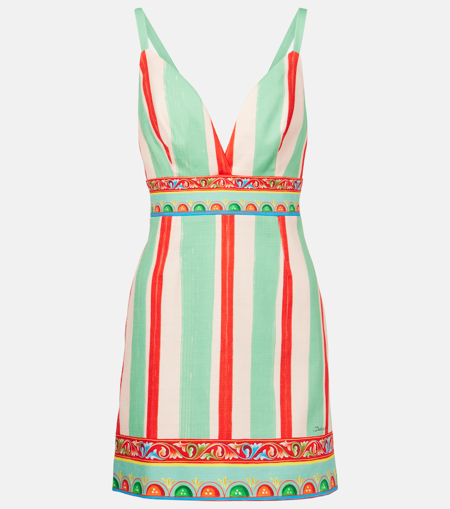 DOLCE & GABBANA Taormina Striped Cotton-Blend Minidress
