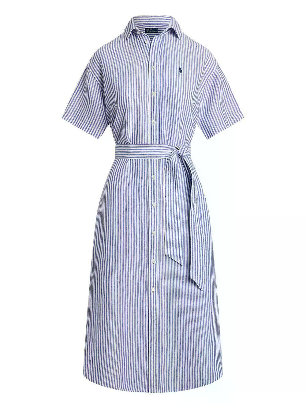 Cos Striped Cotton-Linen Shirt Dress In Light Blue - 25% Off | Editorialist