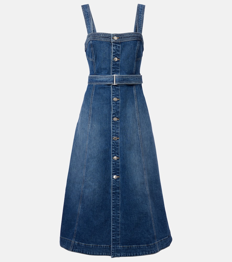 Simkhai Manson Belted Denim Midi Dress - Mid Denim - 50% Off | Editorialist Simkhai Manson Belted Denim Midi Dress - Mid Denim - 50% Off | Editorialist