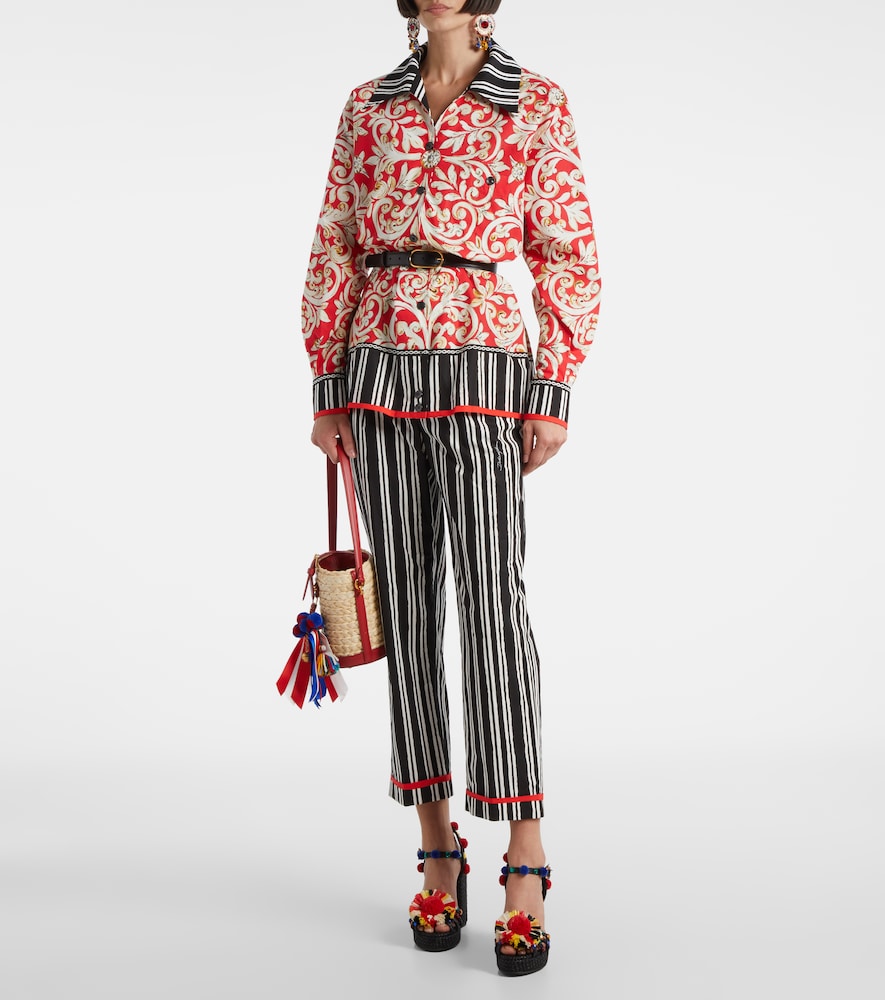 DOLCE & GABBANA Striped Cotton Straight Pants
