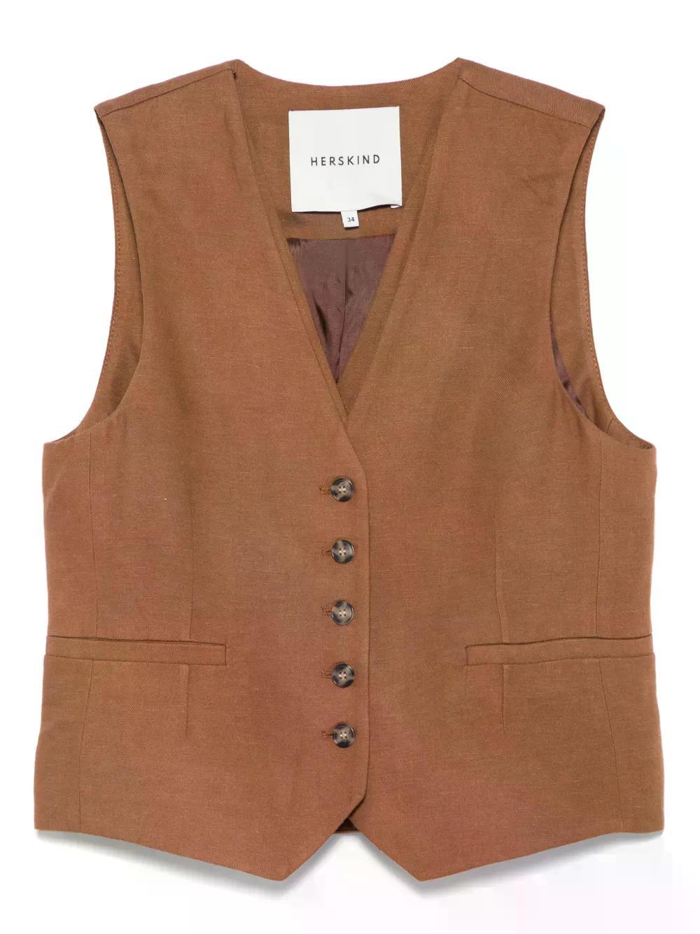 Herskind Double Up Vest In Brown - 12% Off | Editorialist