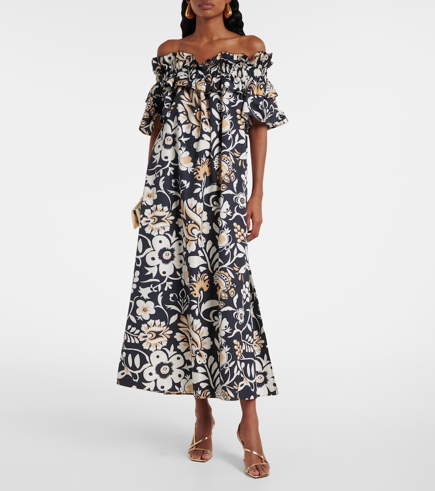LA DOUBLEJ Breakfast Ruffled Cotton Poplin Midi Dress