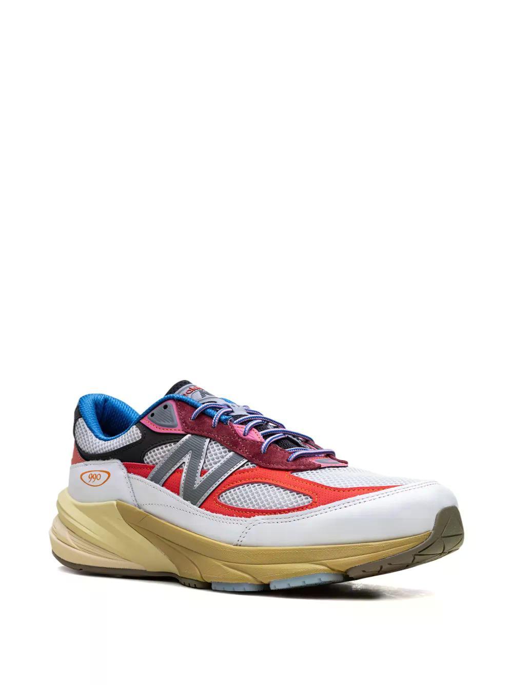 New Balance 990 V6 Leather-Trimmed Sneakers Pink Editorialist
