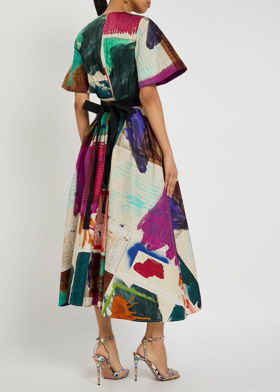 Agua Bendita Alga Pacifico Printed Cotton Midi Dress In Multicolor - 30%  Off | Editorialist