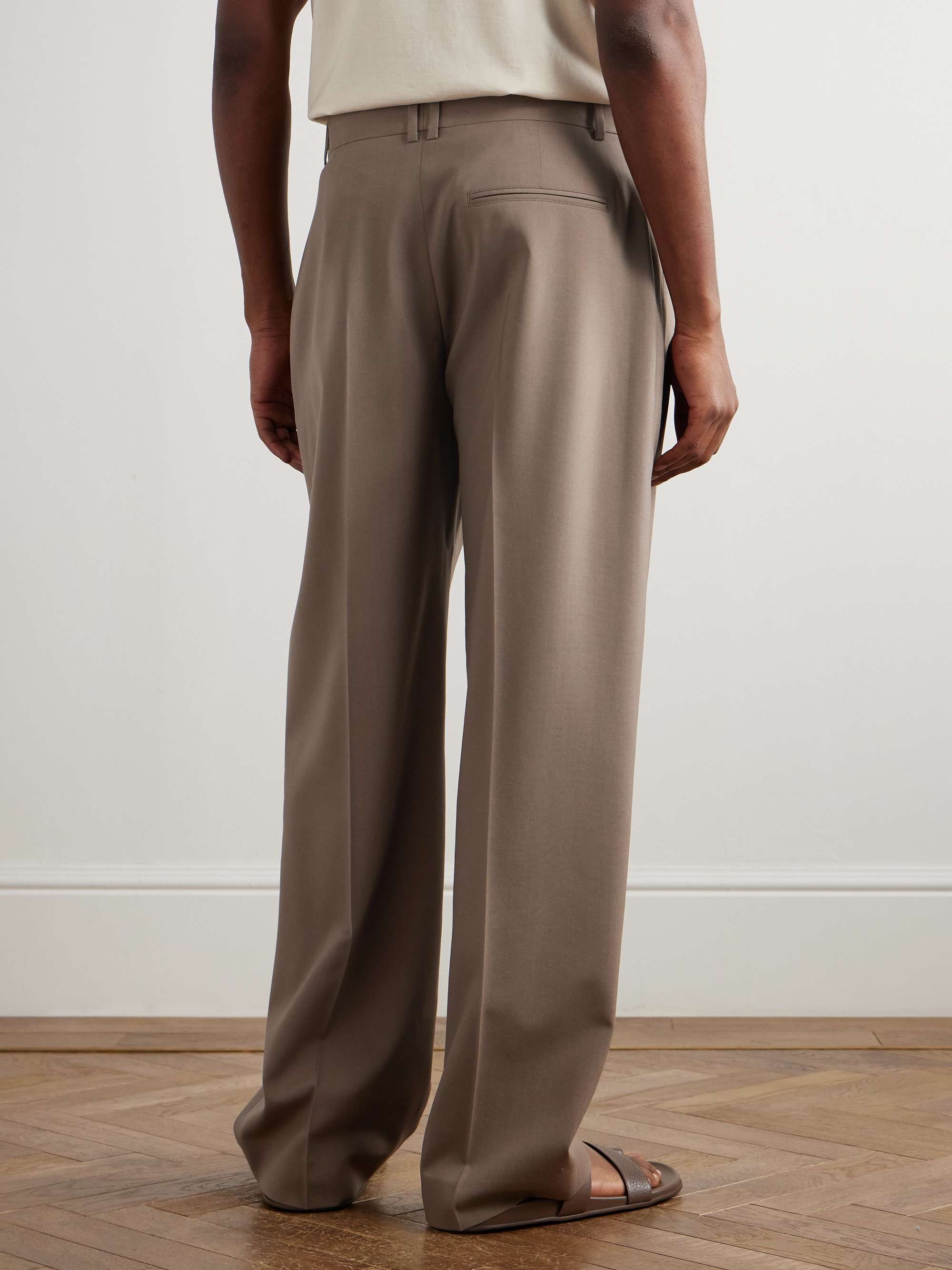 The Row Mikeno Straight-Leg Wool Suit Trousers - Taupe | Editorialist