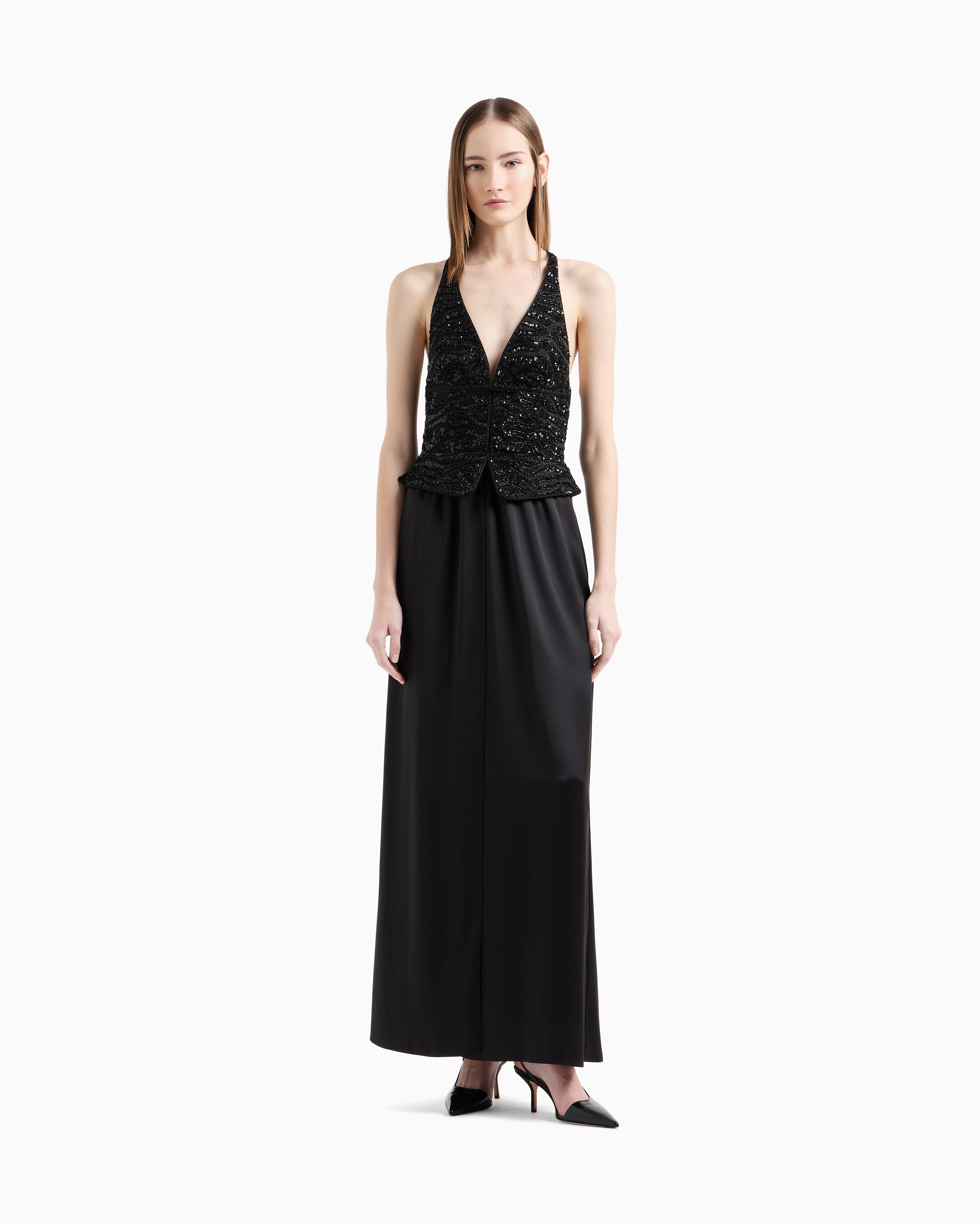 GIORGIO ARMANI Silk Embroidered Long Dress