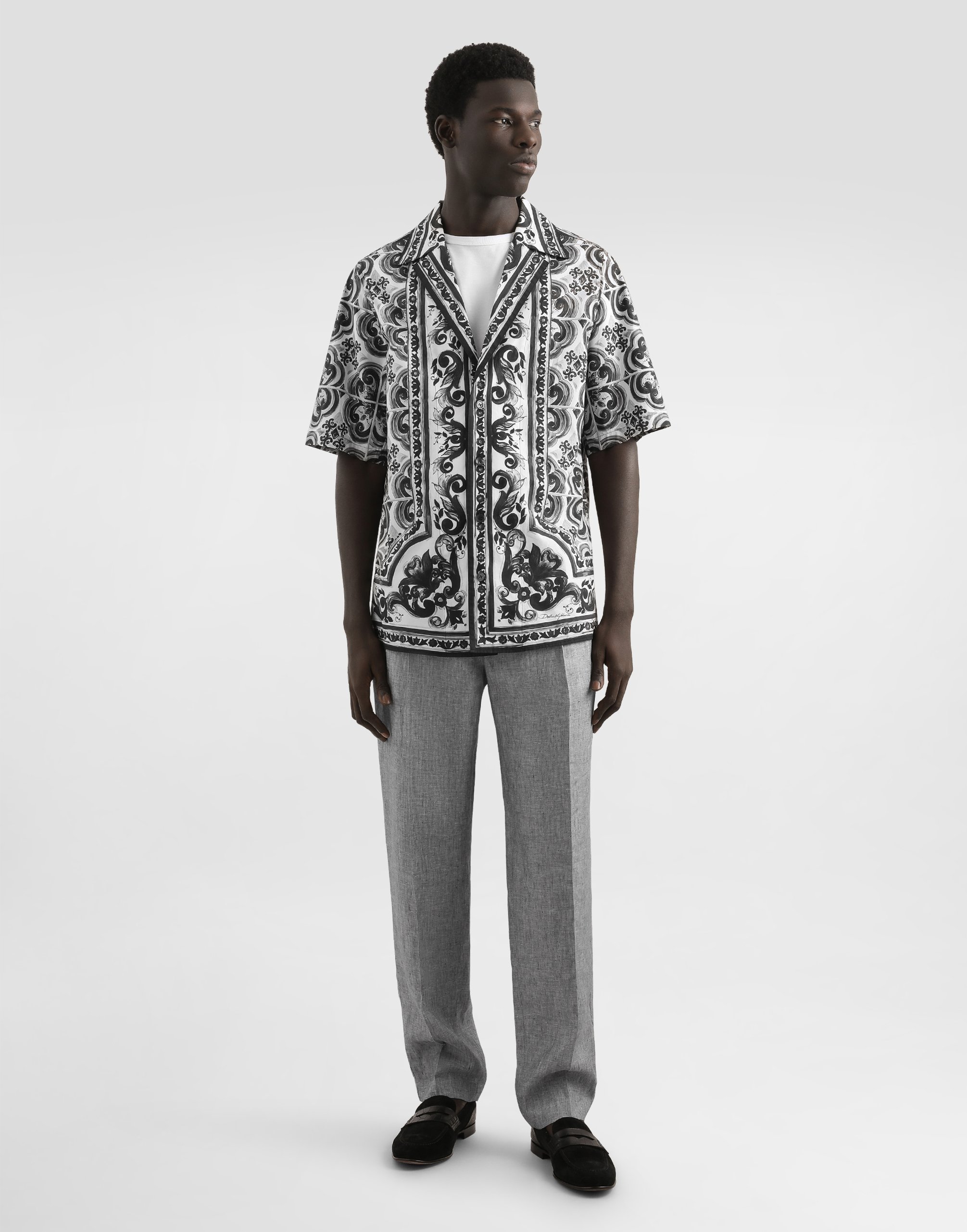 DOLCE & GABBANA Washed Linen Canvas Trousers
