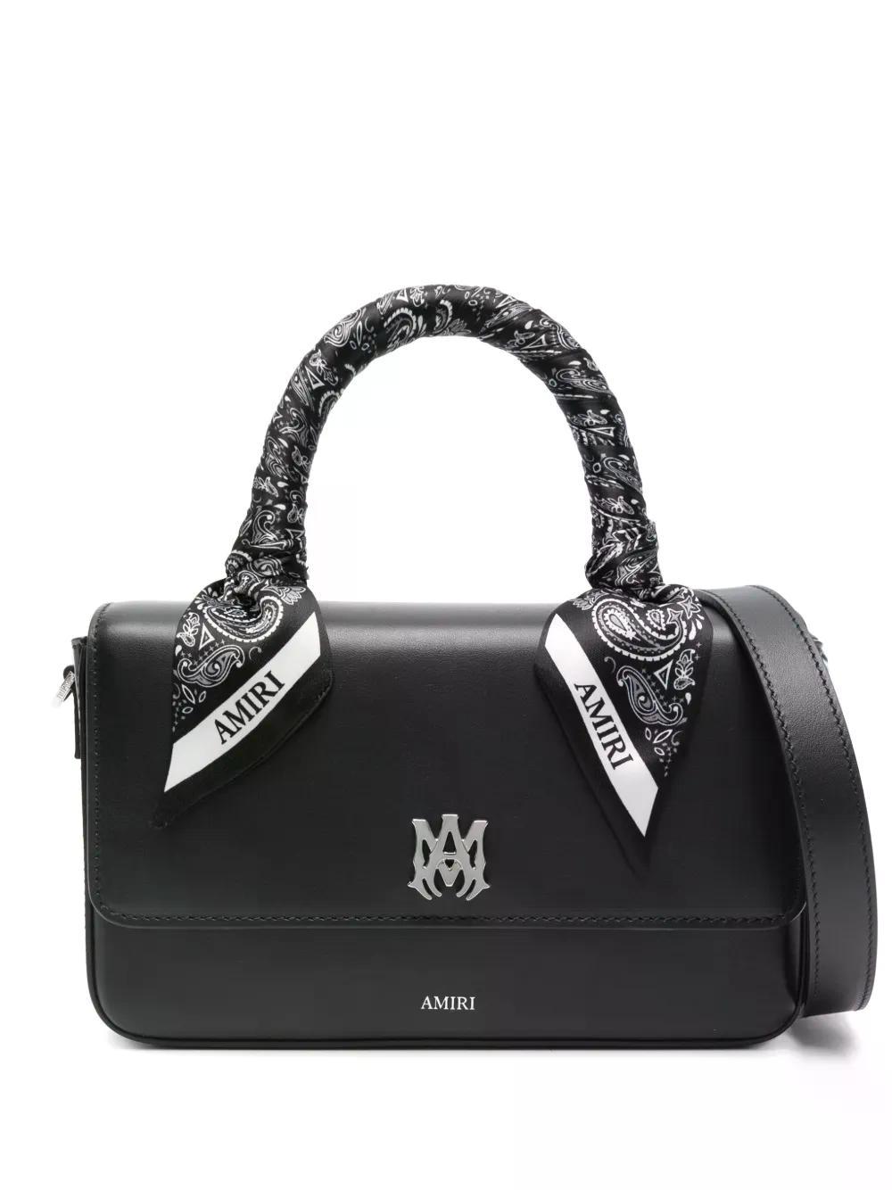 Amiri Leather Handbag With Bandana Detail - Black | Editorialist