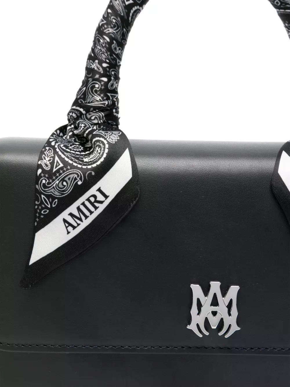 Amiri Leather Handbag With Bandana Detail - Black | Editorialist