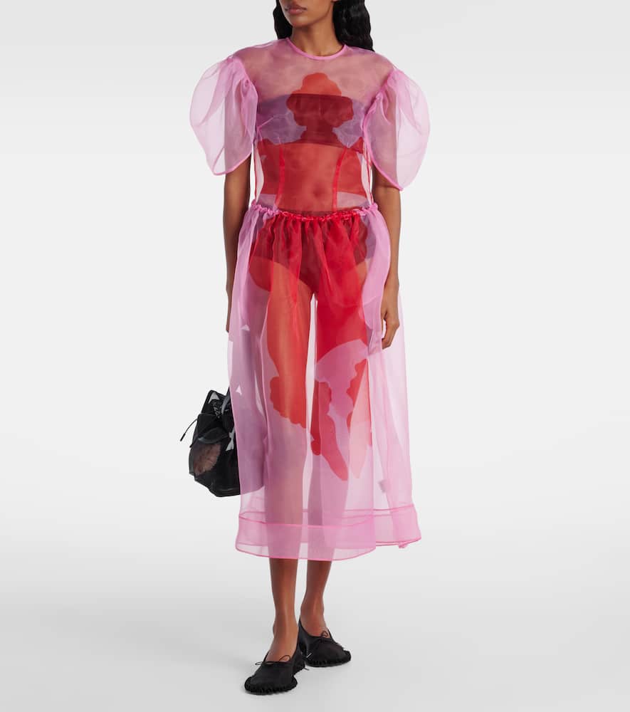SIMONE ROCHA Printed Organza Midi Dress