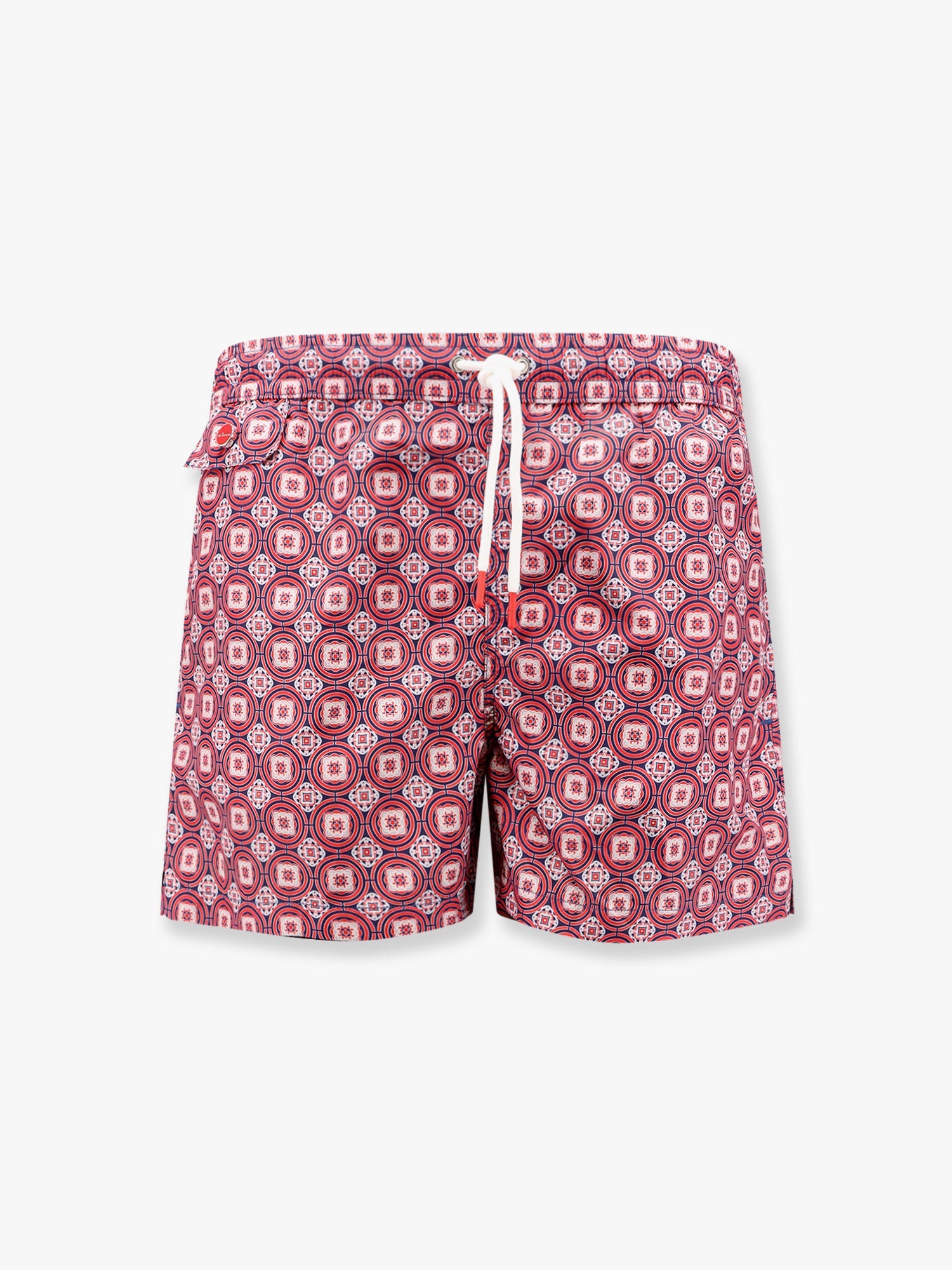 水着 KITON CIRO PAONE Nylon swim trunk with all-over print Rosso Kiton Nylon Swim Trunks With Maiolica Print In Red - 40% Off