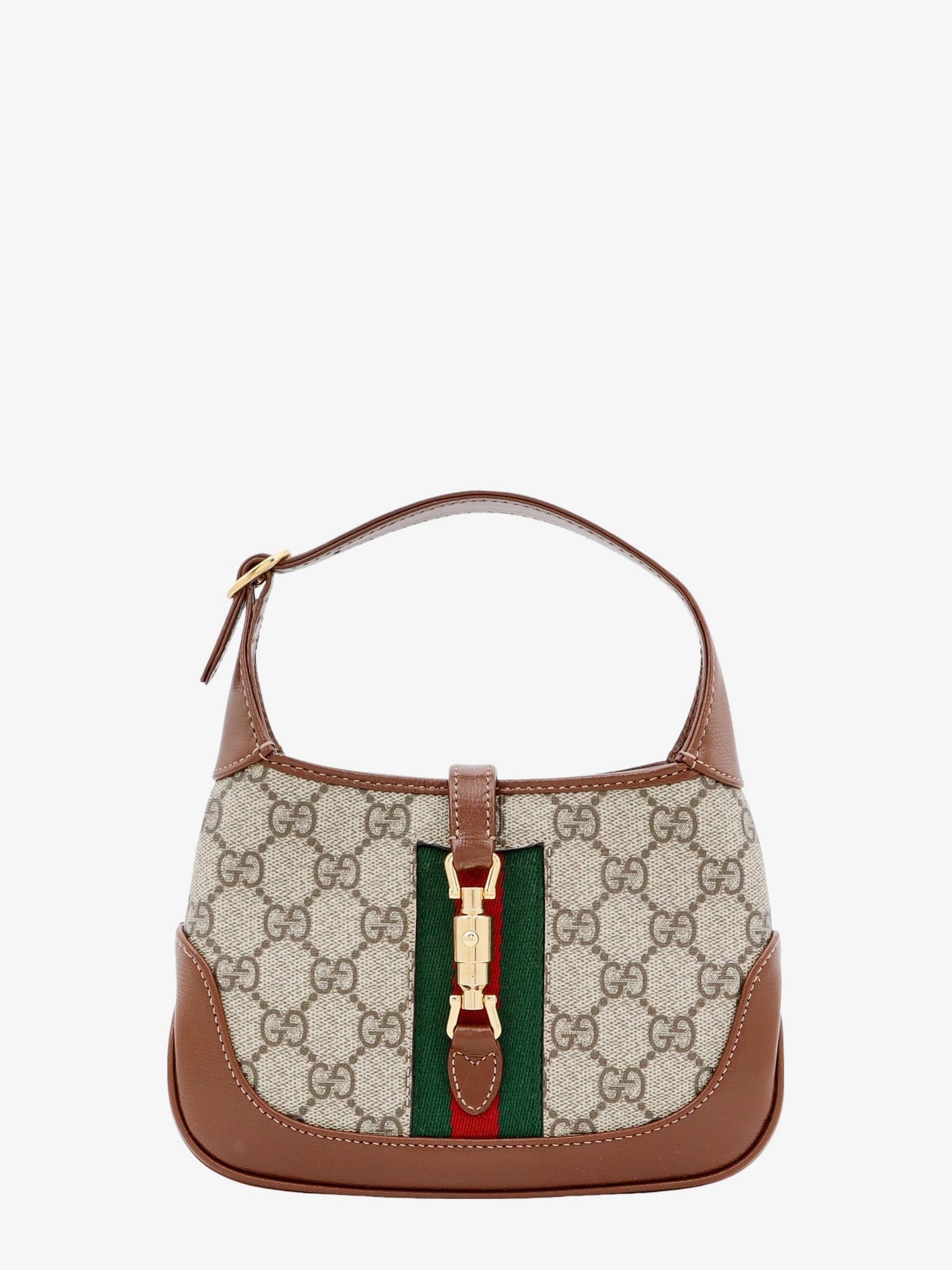 Gucci Gg Supreme Fabric And Leather Shoulder Bag With Web