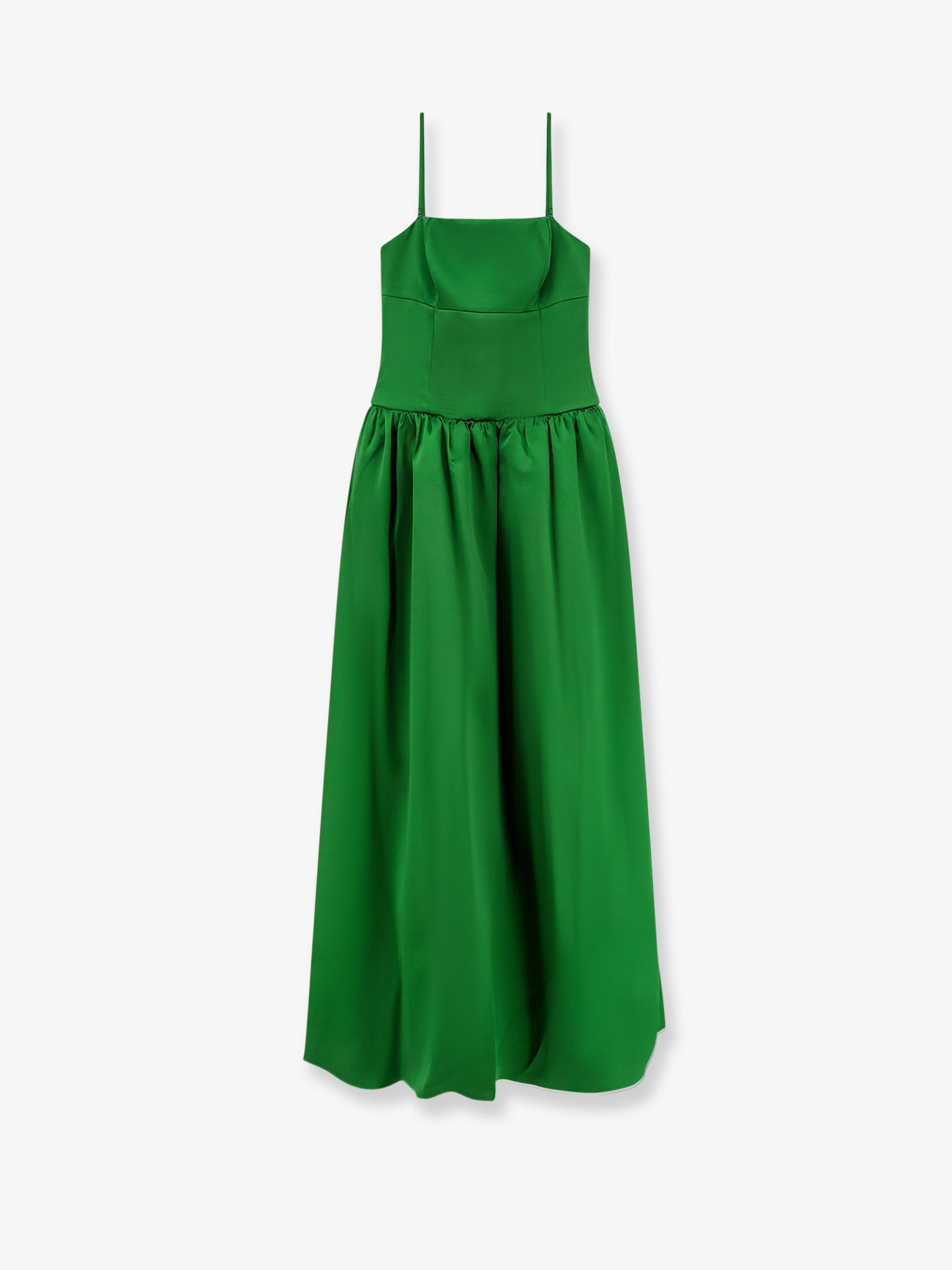 Self-Portrait Satin Long Dress In Green - 40% Off | Editorialist