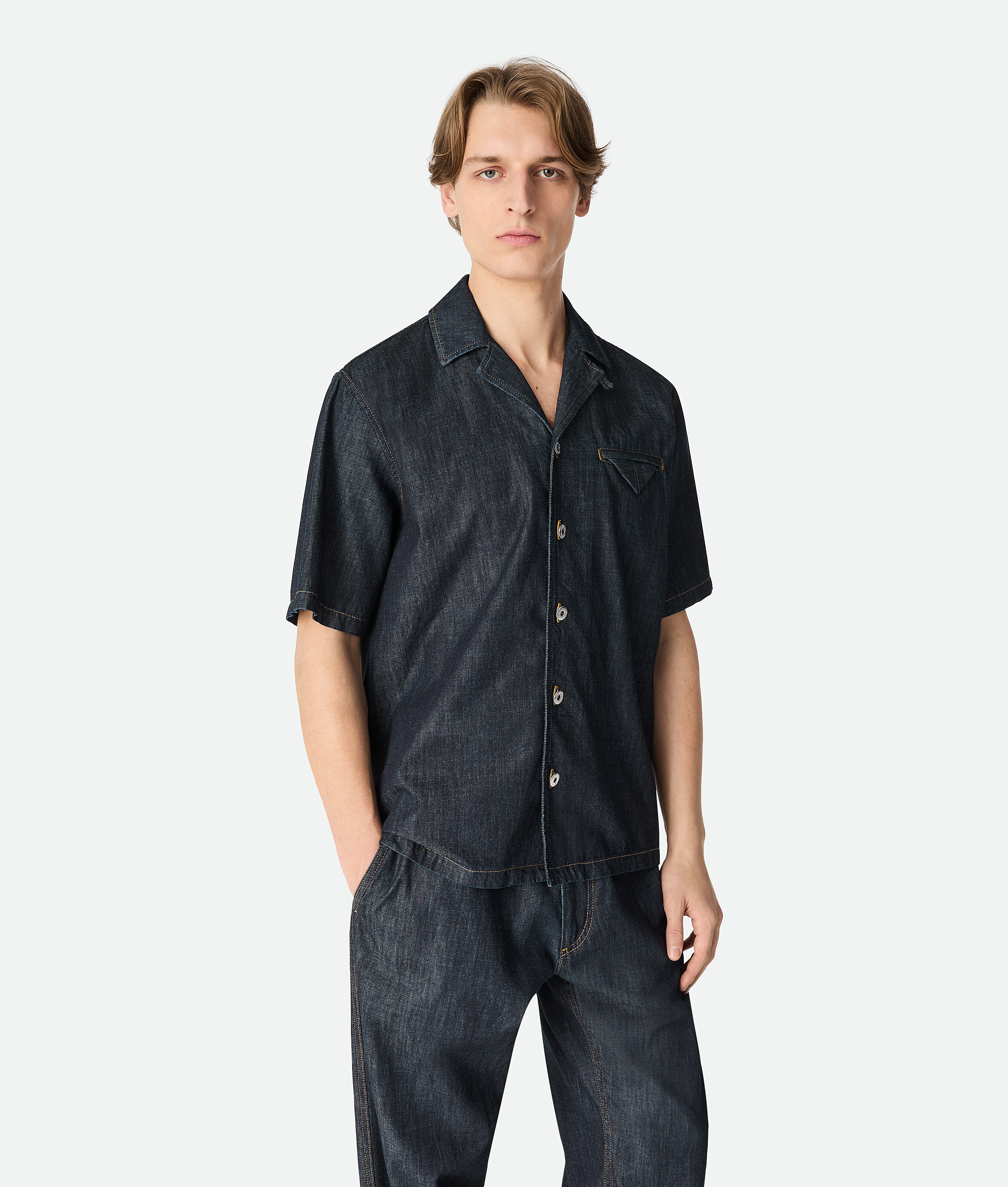 BOTTEGA VENETA Bottega Veneta Rinsed Indigo Straight Denim Shirt