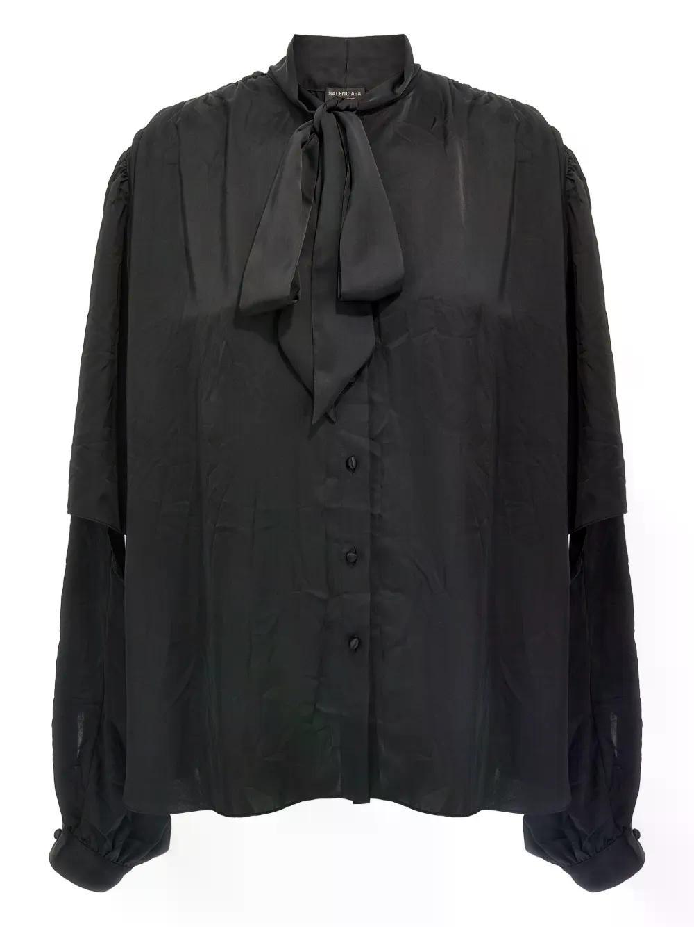 トップス BALENCIAGA 25SS bow blouse Balenciaga Bow-Tie Blouse - Black | Editorialist